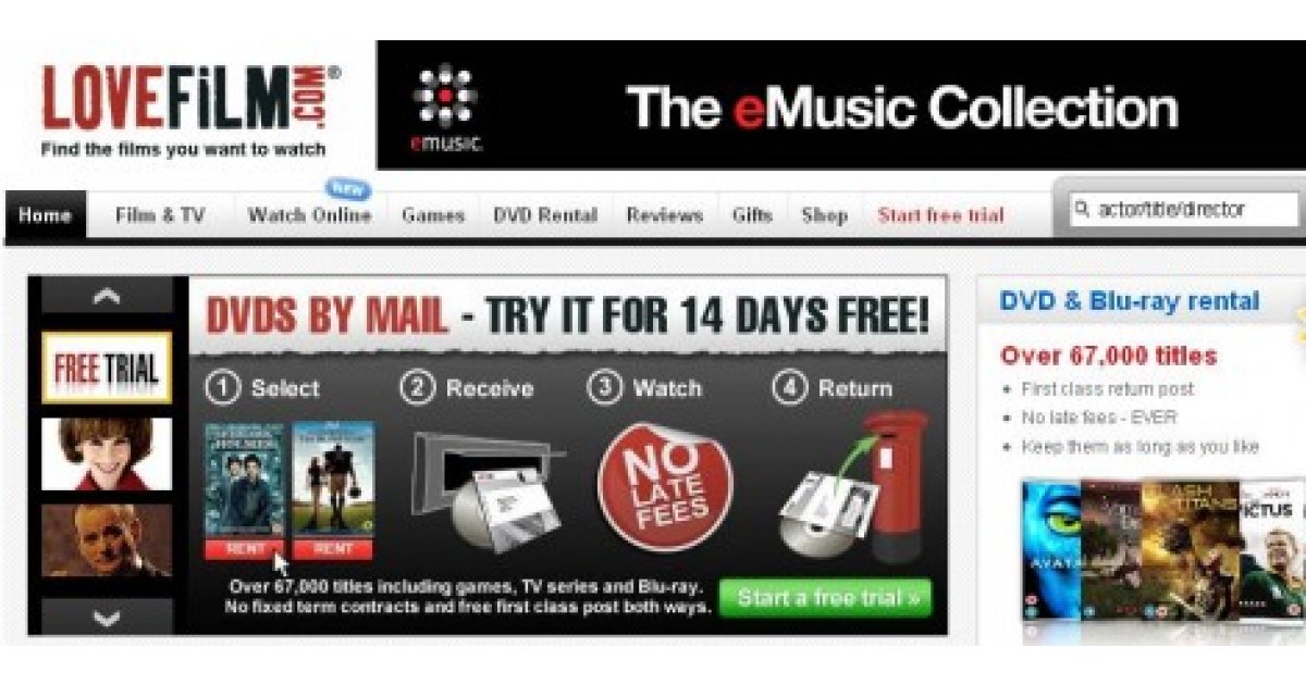 LoveFilm UK DVD Rentals: Free 60 Day Trial