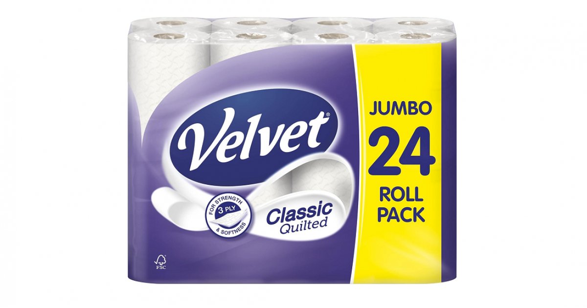 Velvet Classic Quilted Toilet Paper 24 Roll Pack £8.50 @ Amazon