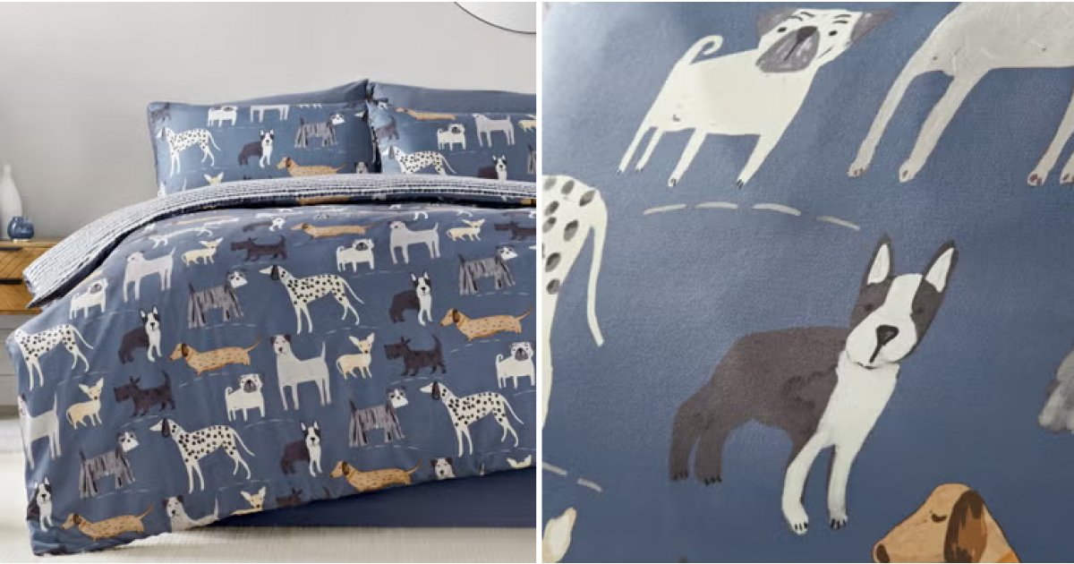 Blue Dog Print Reversible Duvet Cover from £11 @ Matalan