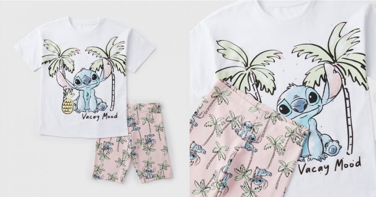 Disney Girls White Stitch Palm T-Shirt & Shorts Set from £12 @ Matalan