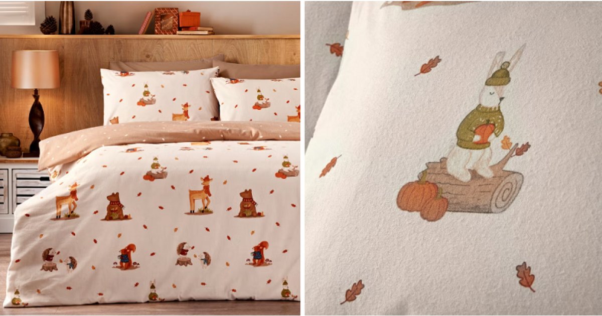 Cream Woodland Animal Brushed Cotton Duvet Set from £20 @ Matalan