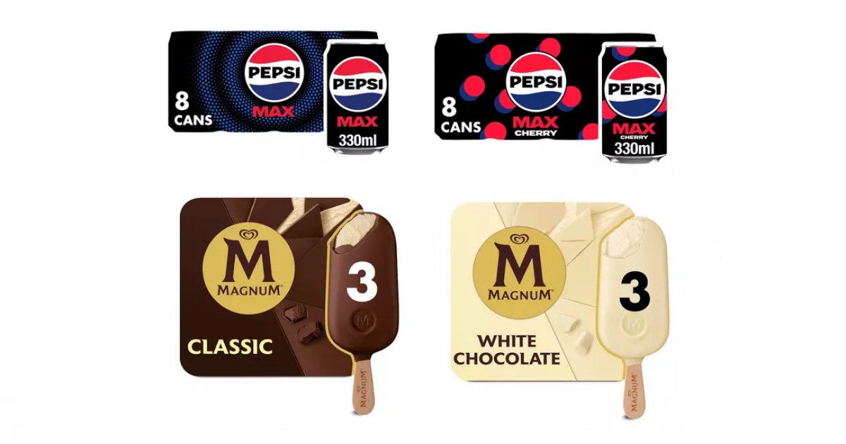 Today Only: Pepsi 8 Pack 75p / Magnum 3 Pack 1p with codes @ Iceland