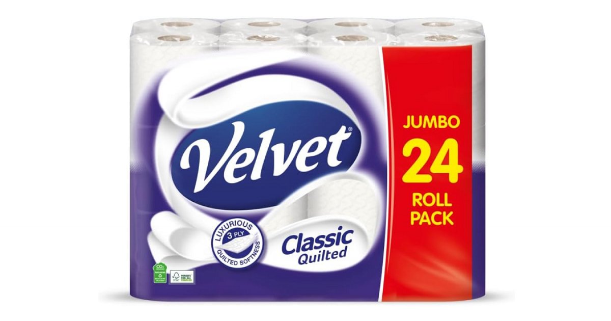 Velvet Classic Quilted Toilet Paper 24 Roll Pack £8.07 @ Amazon