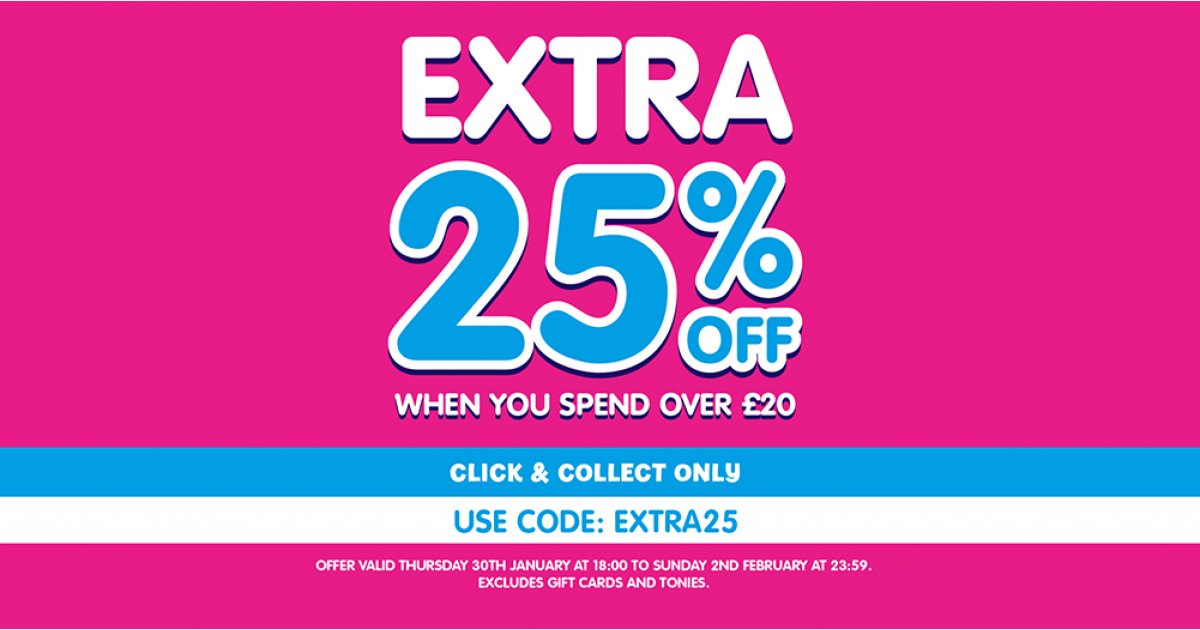 Extra 25% Off When You Spend Over £20 With Code & Click & Collect @ The ...