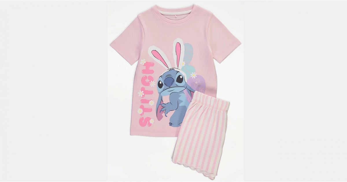 Disney Stitch Pink Easter Bunny Striped Short Pyjamas from £10 @ Asda ...