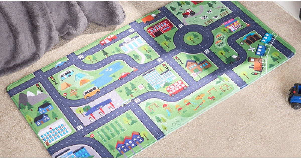 OHS Kids Washable Supersoft Road Map Rug £4.50 @ Online Home Shop