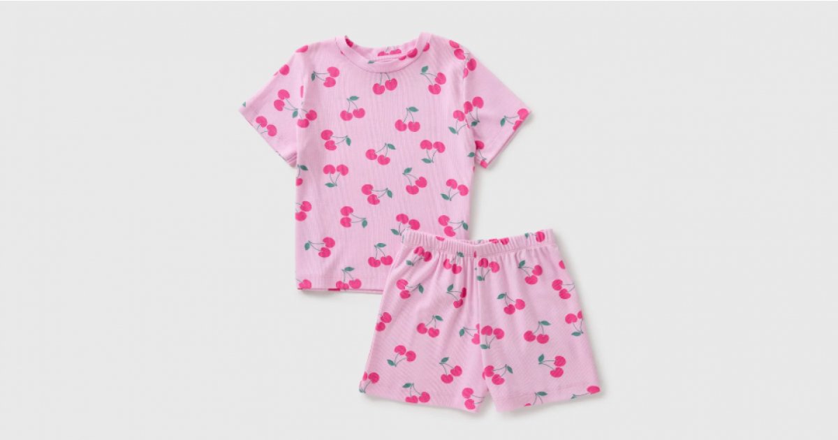 Girls Pink Cherry Ribbed Short Pyjama Set from £11 @ Matalan