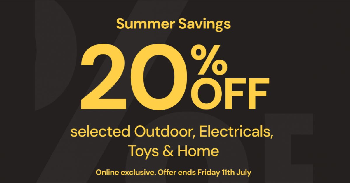 20% Off Selected Outdoor, Electricals, Toys & Home @ Asda George